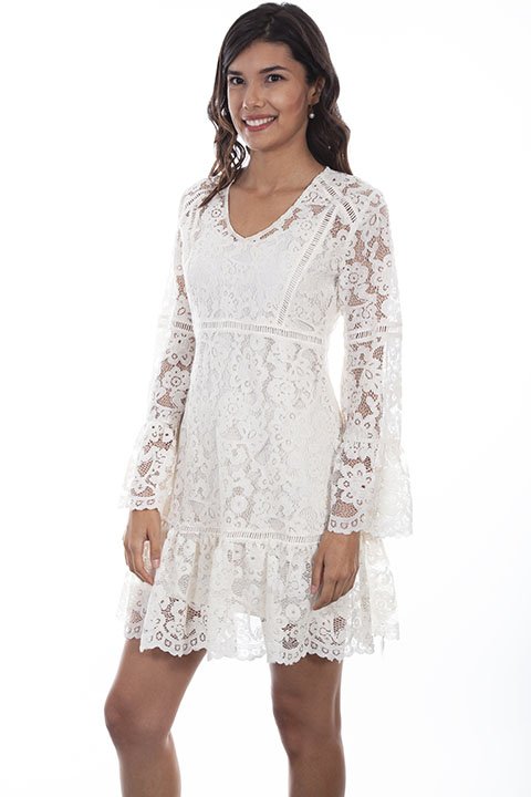 Beautifully Designed Cotton Blend Lace Dress HC557